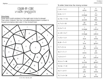 Missing Number Color by Number (Color by Code) | Made By Teachers