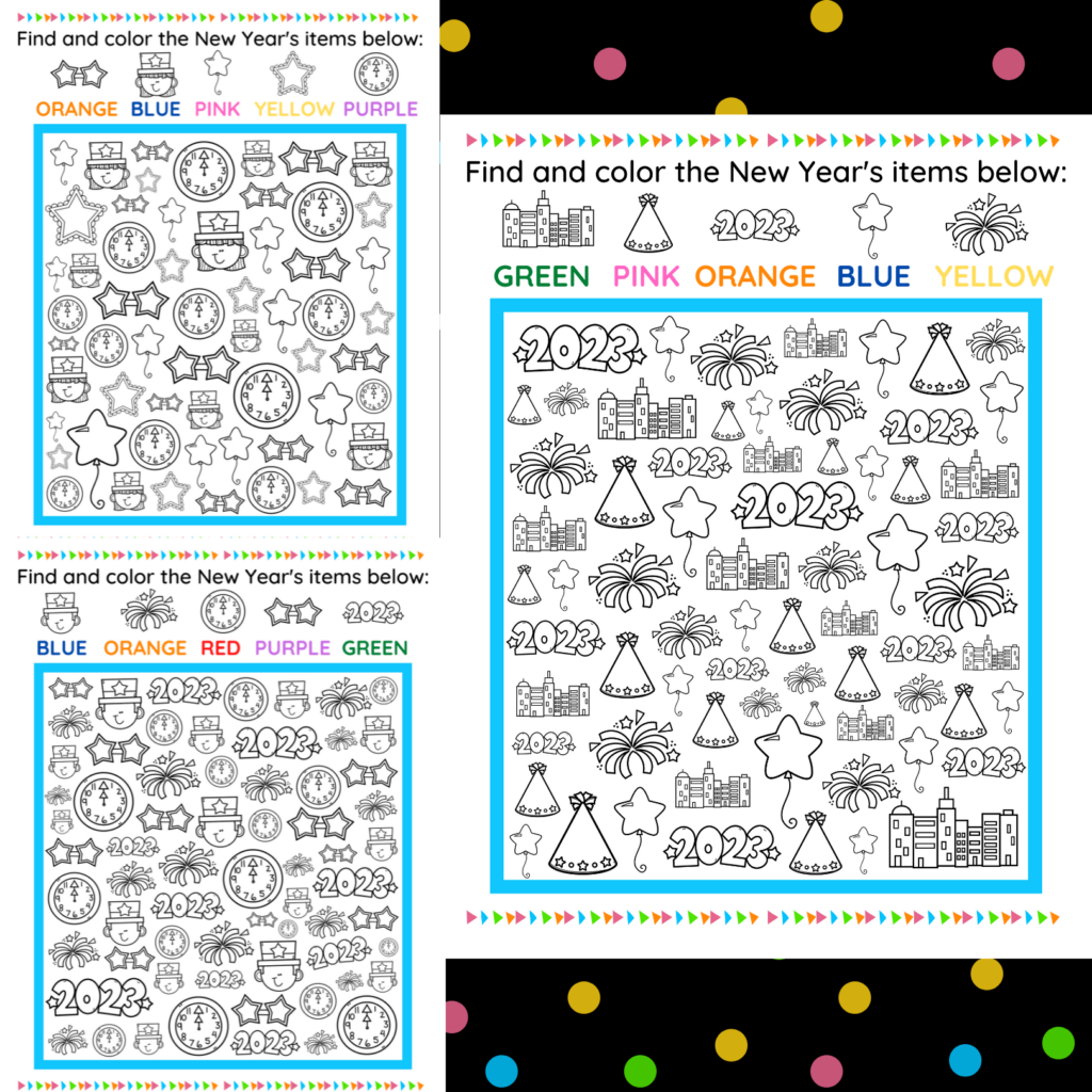 Find and Color New Year's Worksheets | Made By Teachers
