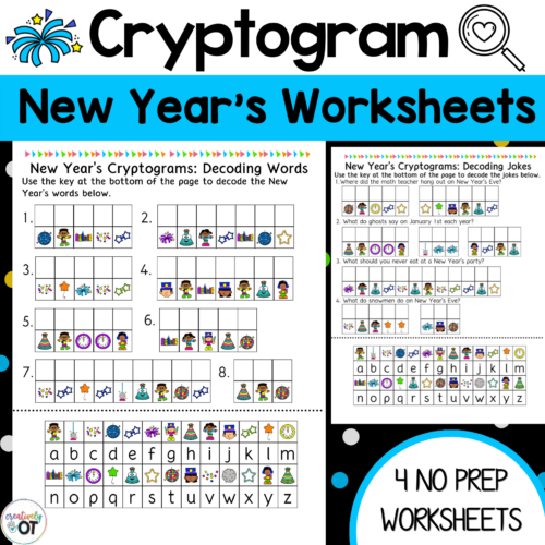 New Year's Cryptogram and Decoding Worksheets | Made By Teachers