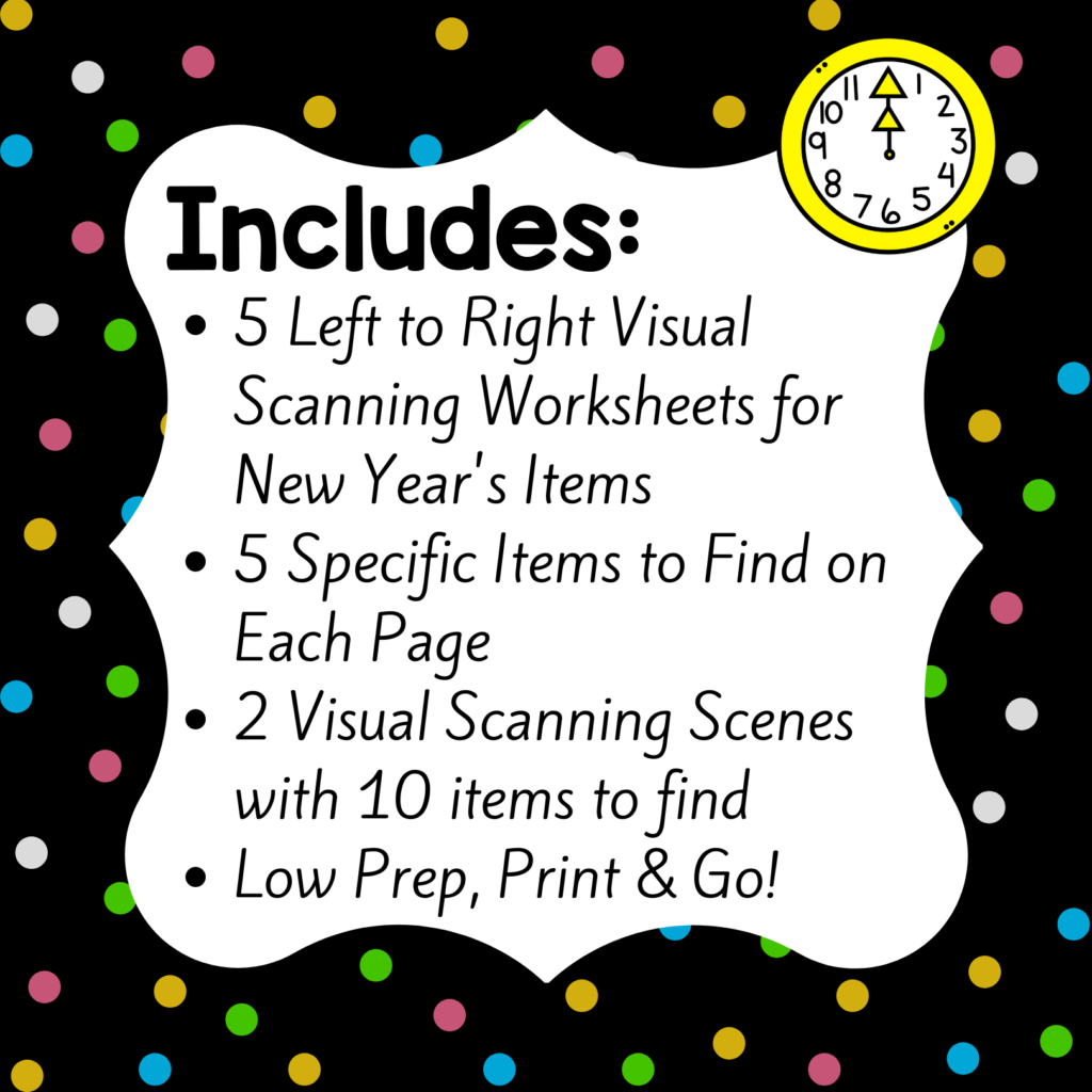 New Year's Visual Scanning Worksheets | Made By Teachers