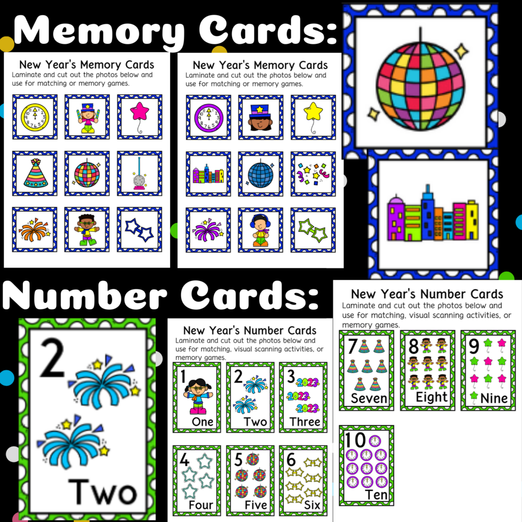 New Year's Memory and Game Cards Printable | Made By Teachers