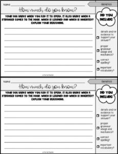 Heredity and Genetics Science Exit Tickets or Science Writing Prompts ...
