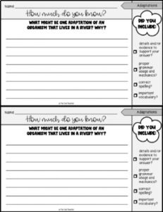 Adaptations Science Exit Tickets or Science Writing Prompts | Made By ...