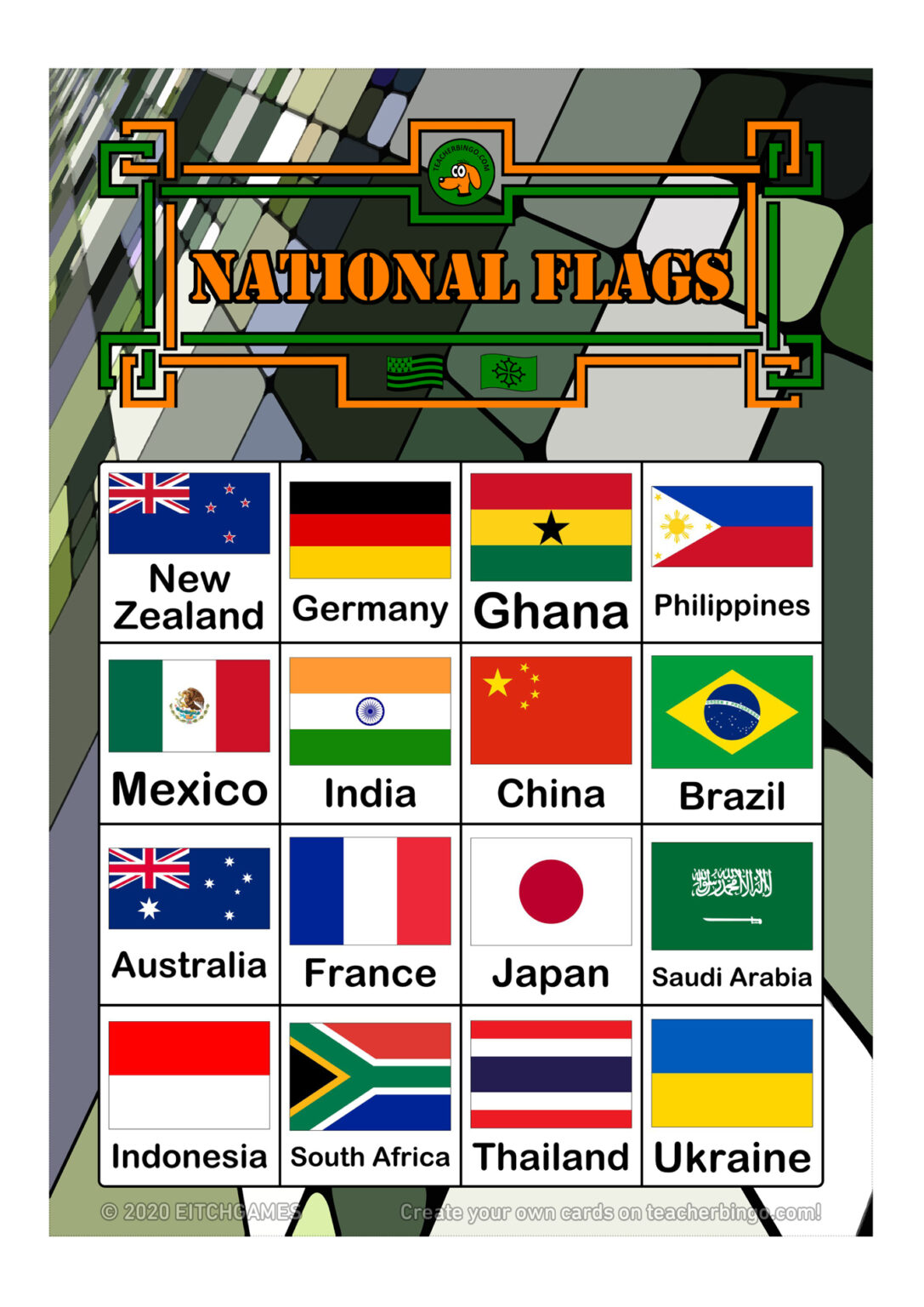 Americas Flags Bingo 4x4 (100 pages + call sheet) | Made By Teachers