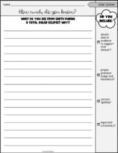 Solar System Science Exit Tickets or Science Writing Prompts | Made By ...