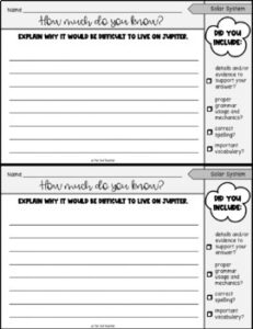 Solar System Science Exit Tickets or Science Writing Prompts | Made By ...
