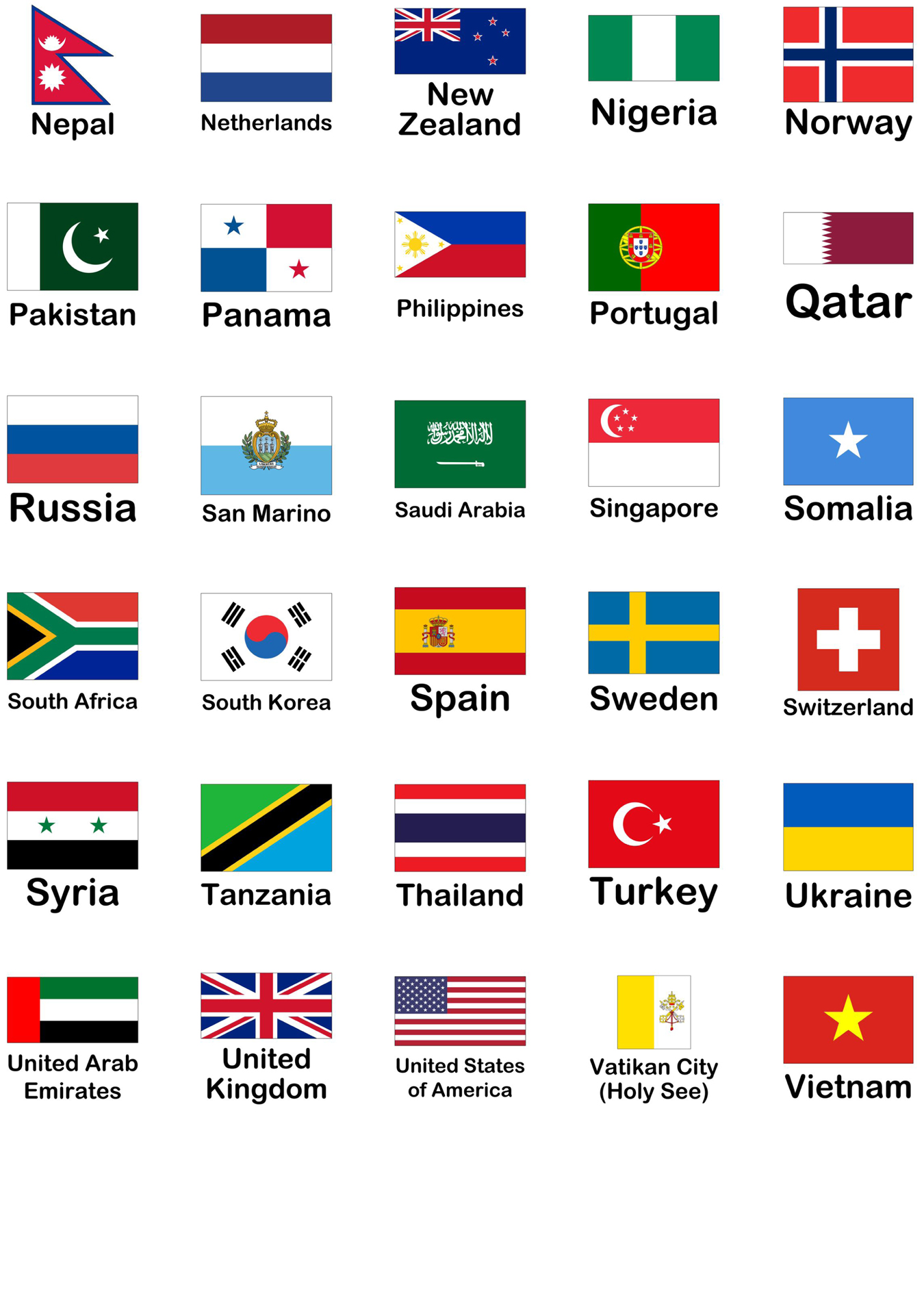 National Flags Bingo 6x6 (100 pages + call sheet) | Made By Teachers