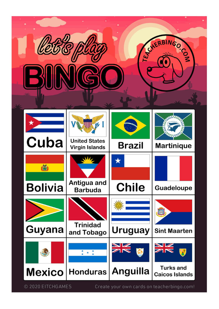 US States’ Flags Bingo 6x6 (5 pages + call sheet) | Made By Teachers