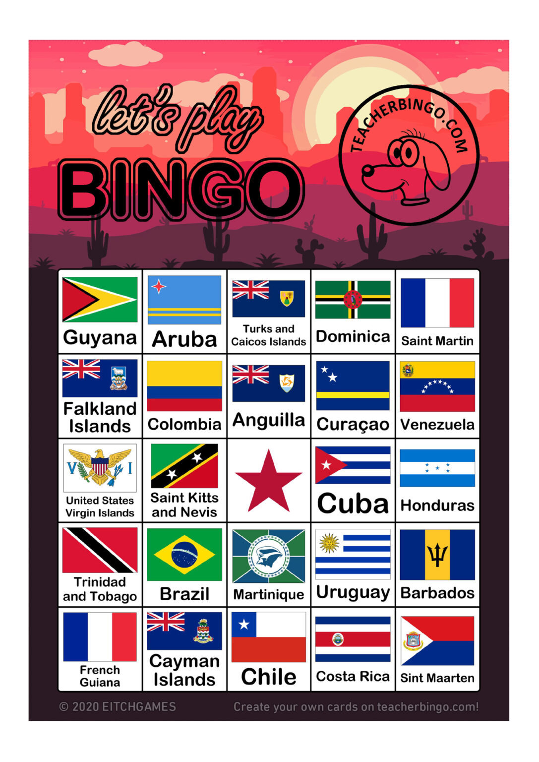 Asia Flags Bingo 7x7 (5 pages + call sheet) | Made By Teachers