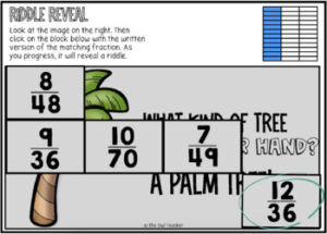 Identifying Fractions Riddle Reveal Boom Cards - Made By Teachers