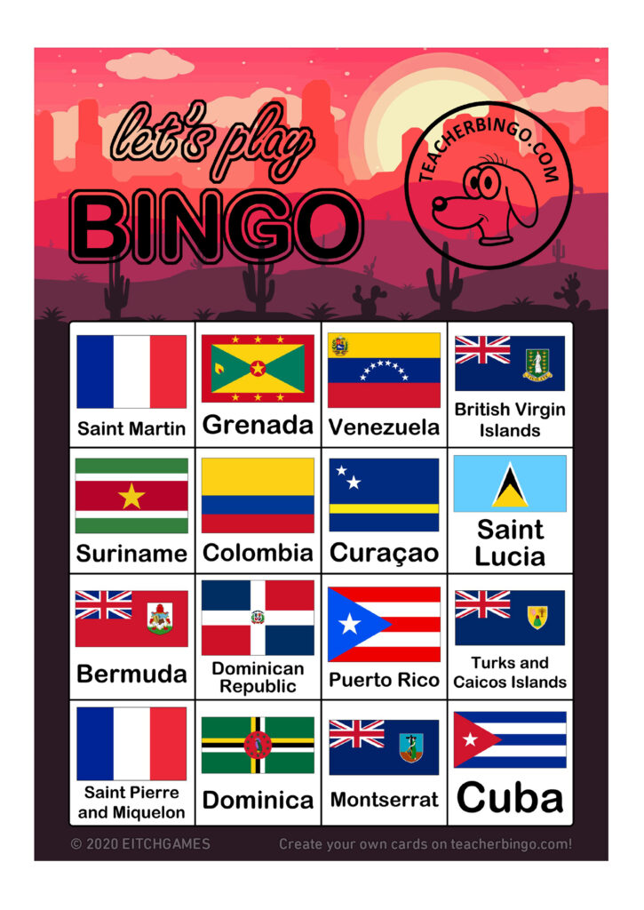 Americas Flags Bingo 4x4 (100 pages + call sheet) | Made By Teachers