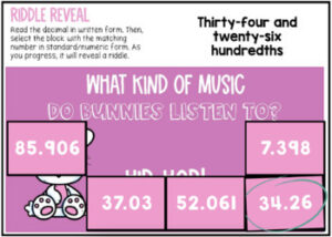 Written Form of Decimals Place Value of Decimals Riddle Reveal Boom ...