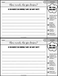 Animals and their Structures Science Exit Tickets or Science Writing ...