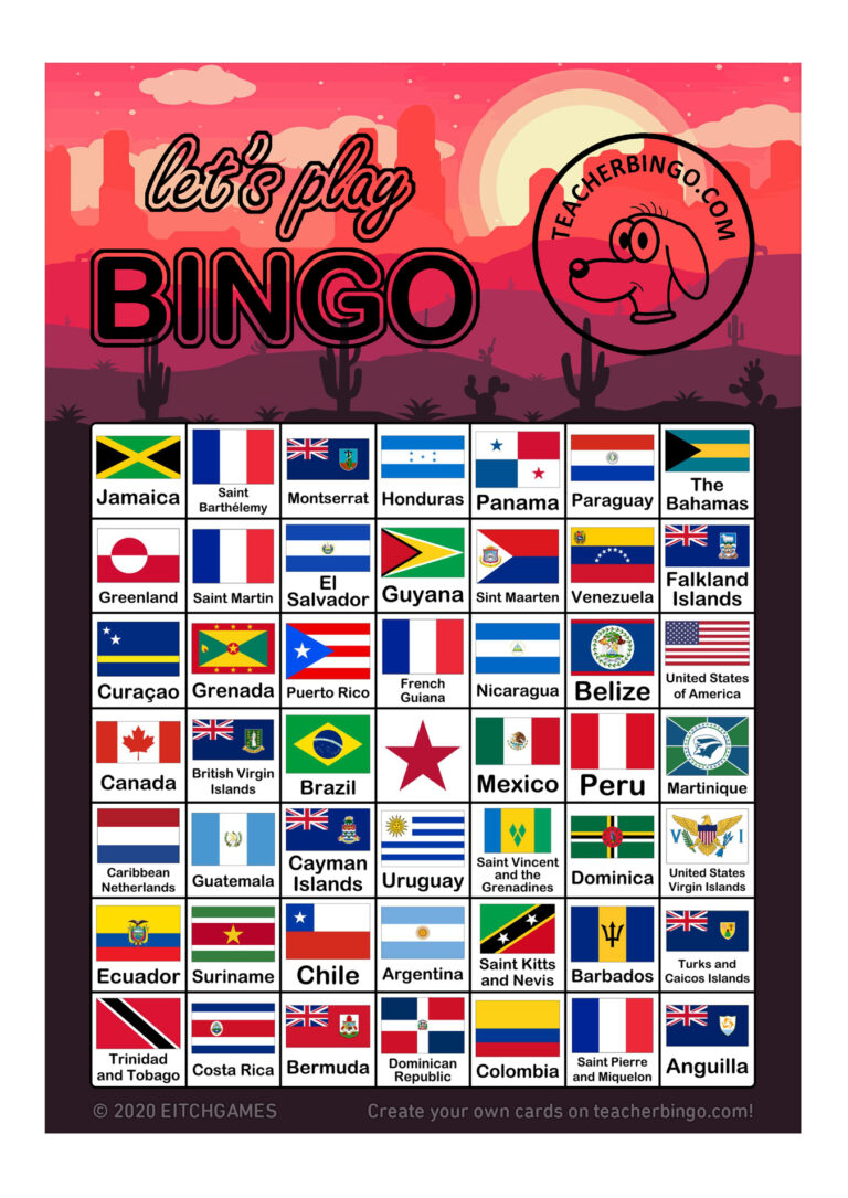 Asia Flags Bingo 5x5 (5 pages + call sheet) - Made By Teachers