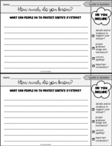 Cycles and Systems Science Exit Tickets or Science Writing Prompts ...