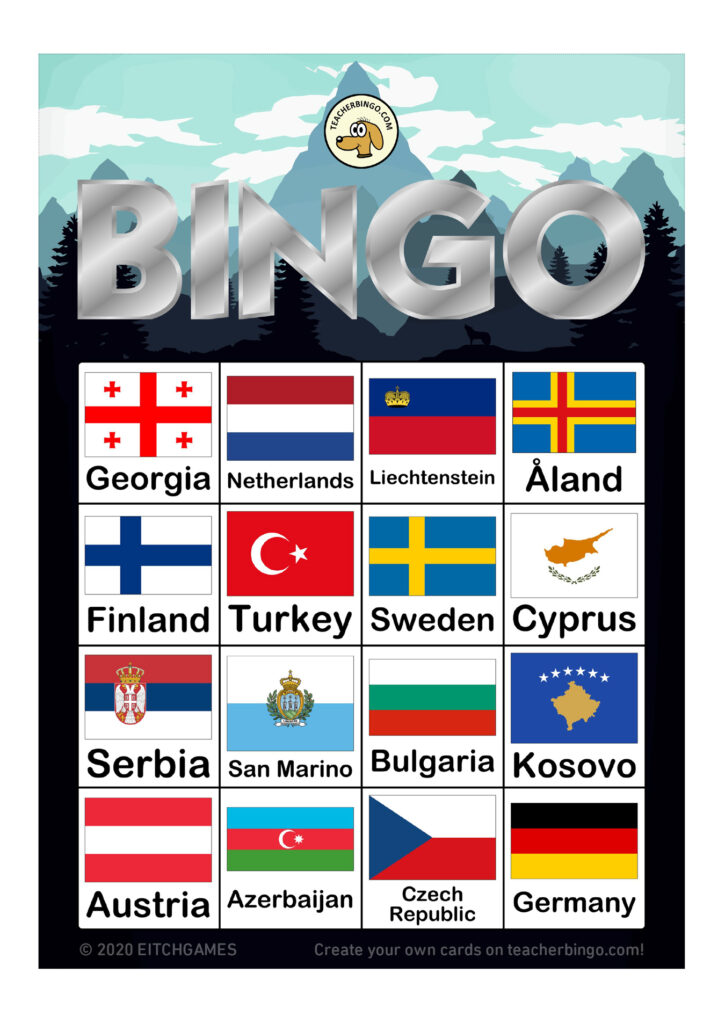 Europe Flags Bingo 4x4 (5 pages + call sheet) | Made By Teachers