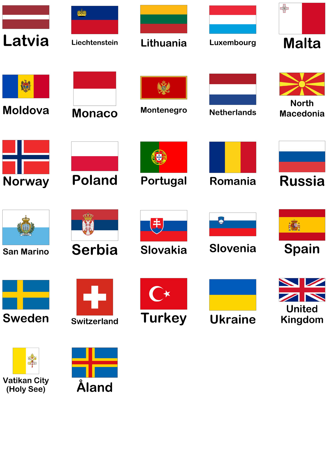 Europe Flags Bingo 4x4 (5 pages + call sheet) | Made By Teachers