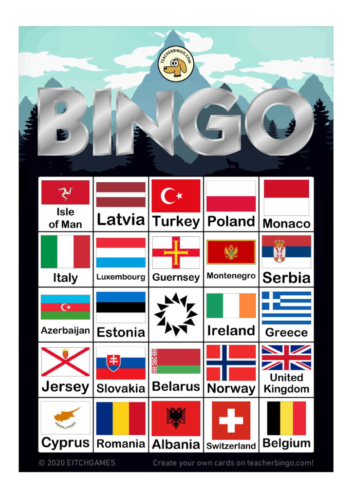Europe Flags Bingo 5x5 (5 pages + call sheet) | Made By Teachers