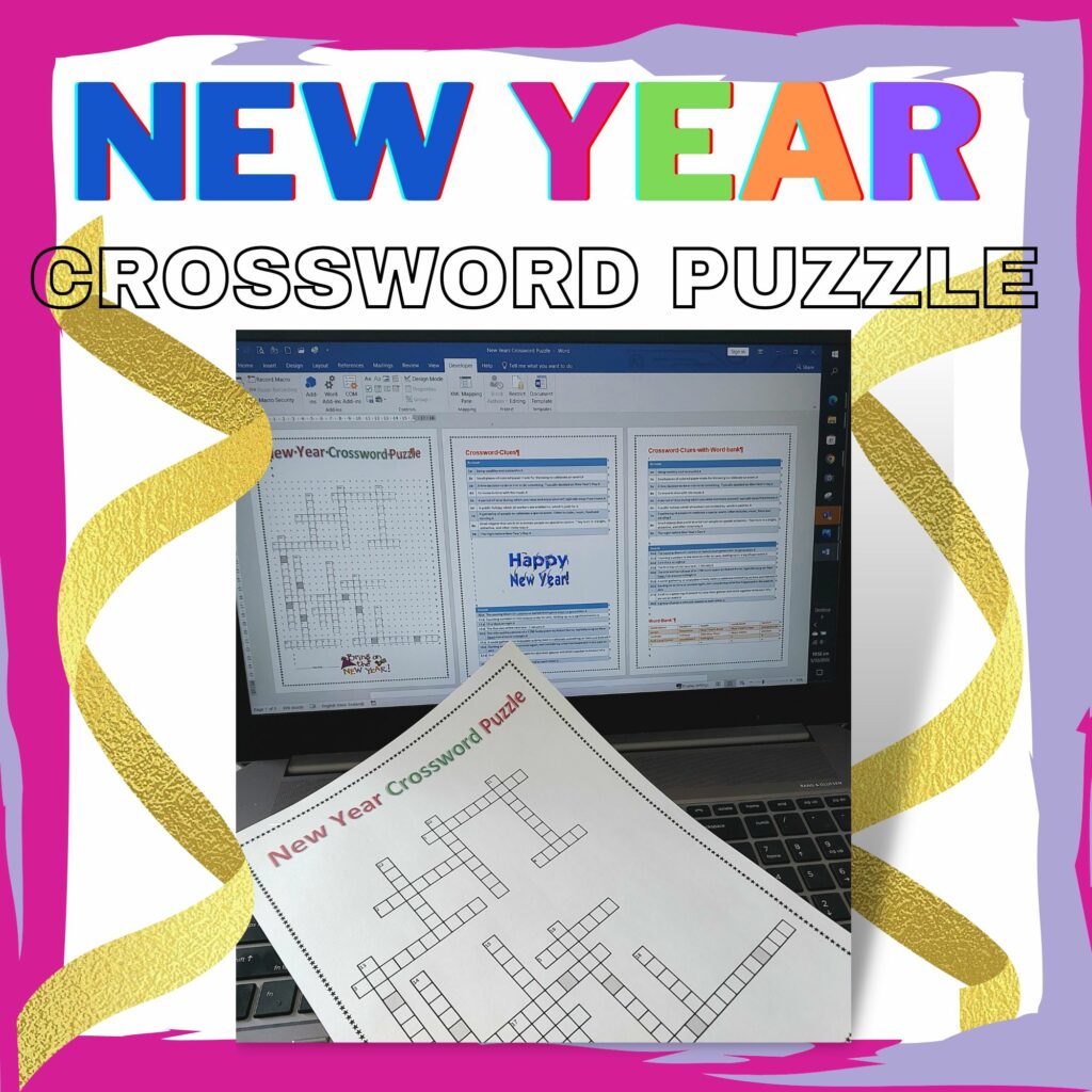 New Year Crossword Puzzle | Made By Teachers