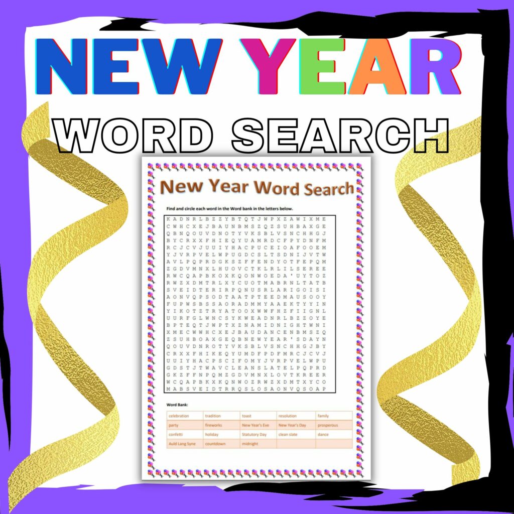 New Year Word Search with Answers | Made By Teachers