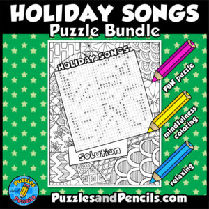 Holiday Songs Word Search Activity Page BUNDLE | Christmas Fun Series ...