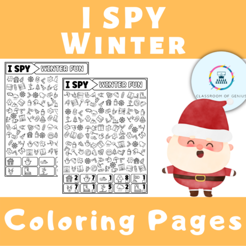 Winter I SPY Coloring Pages, Christmas I Spy Coloring Sheets December ...