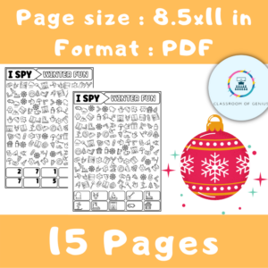 Winter I SPY Coloring Pages, Christmas I Spy Coloring Sheets December ...