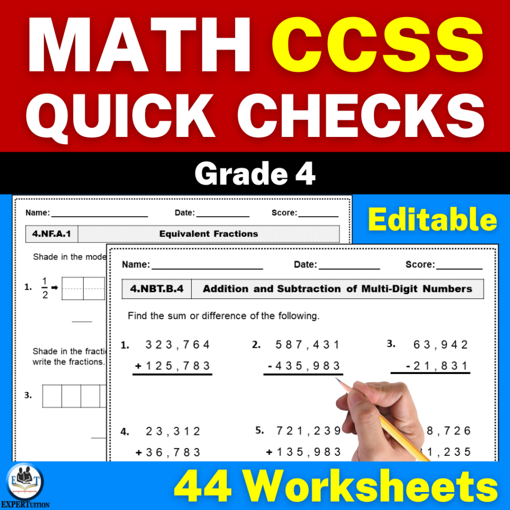 4th Grade Common Core Math Worksheets | Common Core Math Assessments ...