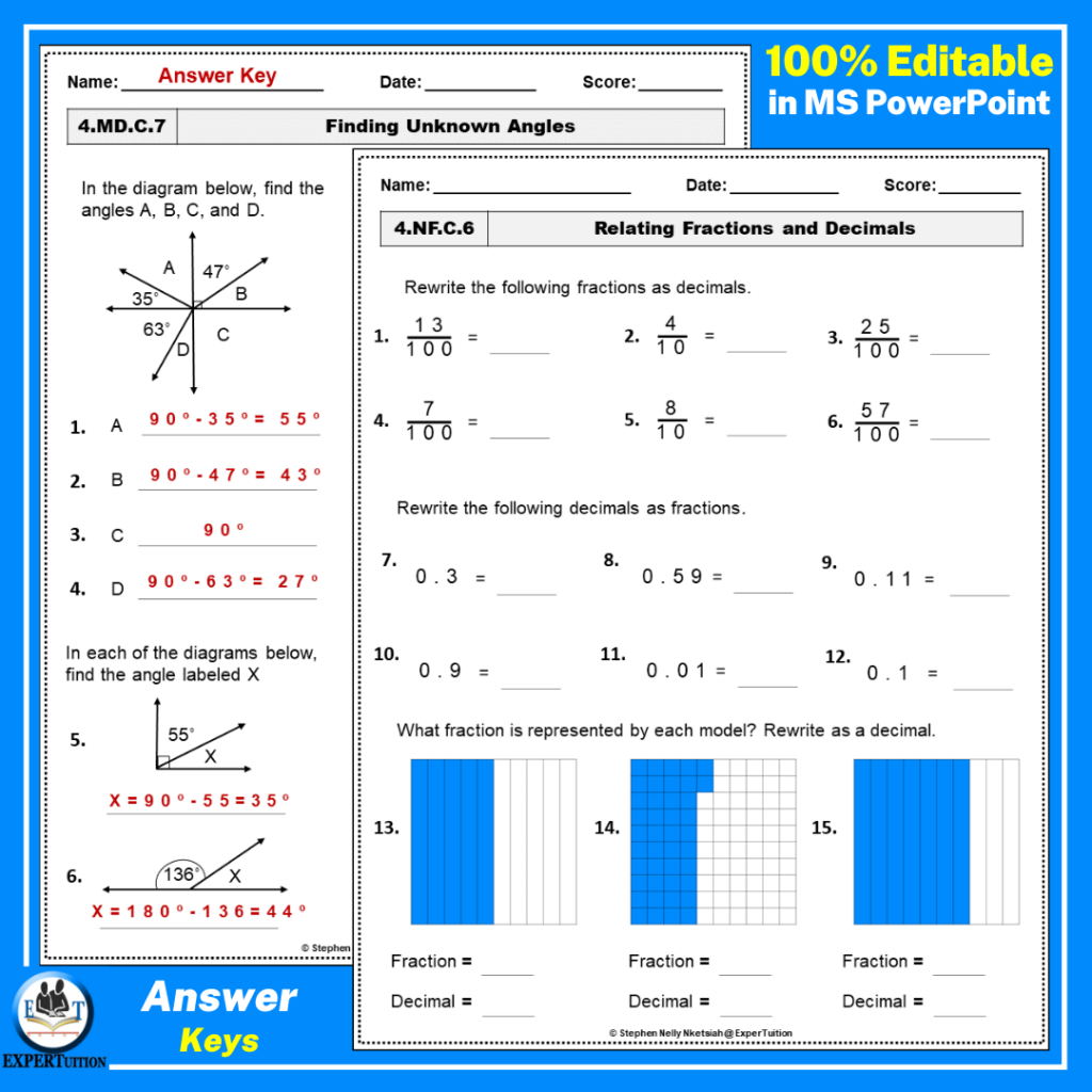 4th Grade Common Core Math Worksheets | Common Core Math Assessments ...