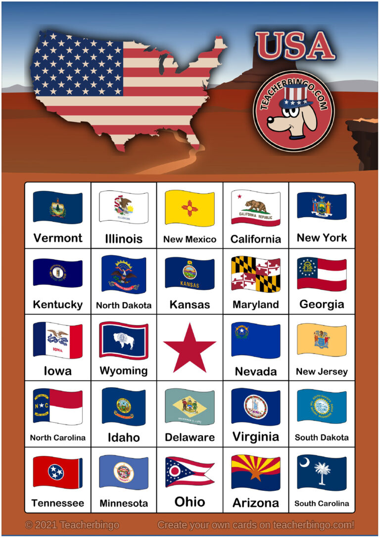US States’ Capitals Bingo 4x4 (5 pages + call sheet) | Made By Teachers