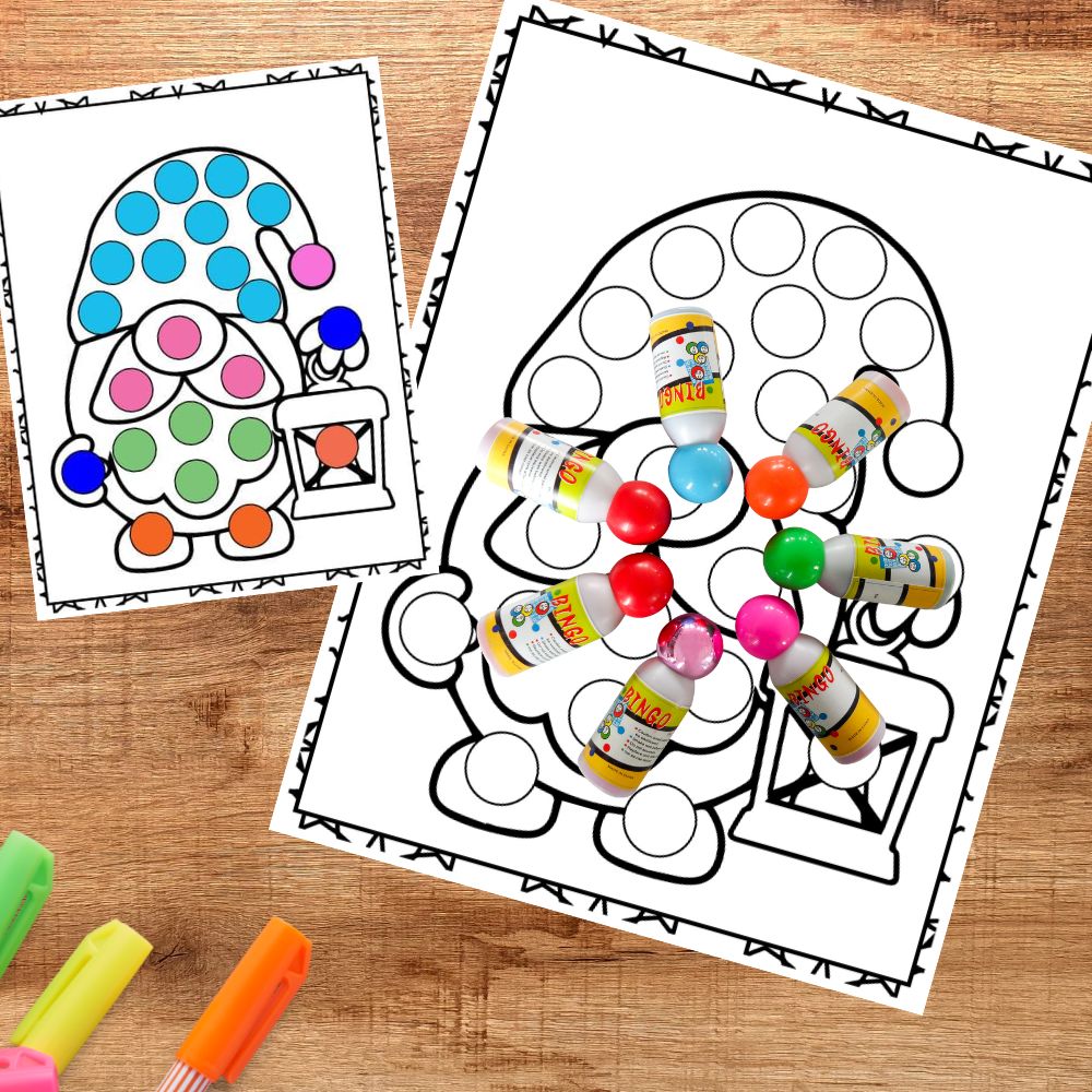 Christmas Gnomes Dot markers,Bingo dabbers ,Winter coloring pages for ...