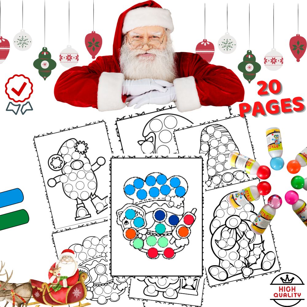 Christmas Gnomes Dot markers,Bingo dabbers ,Winter coloring pages for ...