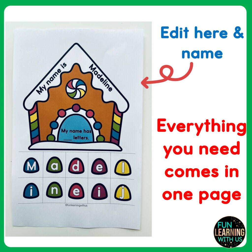 Editable Gingerbread House Name Crafts | Winter Name Craft Activity ...
