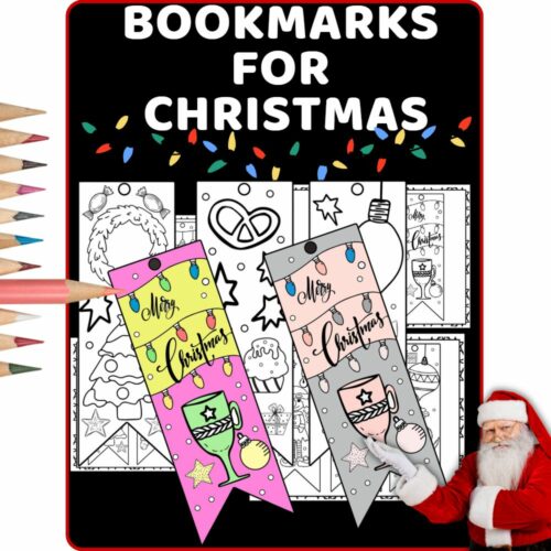 Christmas Coloring Bookmarks Printable, 15 Winter Bookmarks to print ...