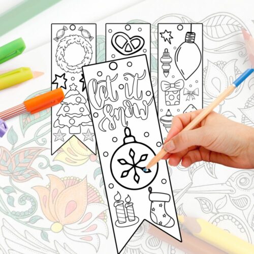 Christmas Coloring Bookmarks Printable, 15 Winter Bookmarks to print ...