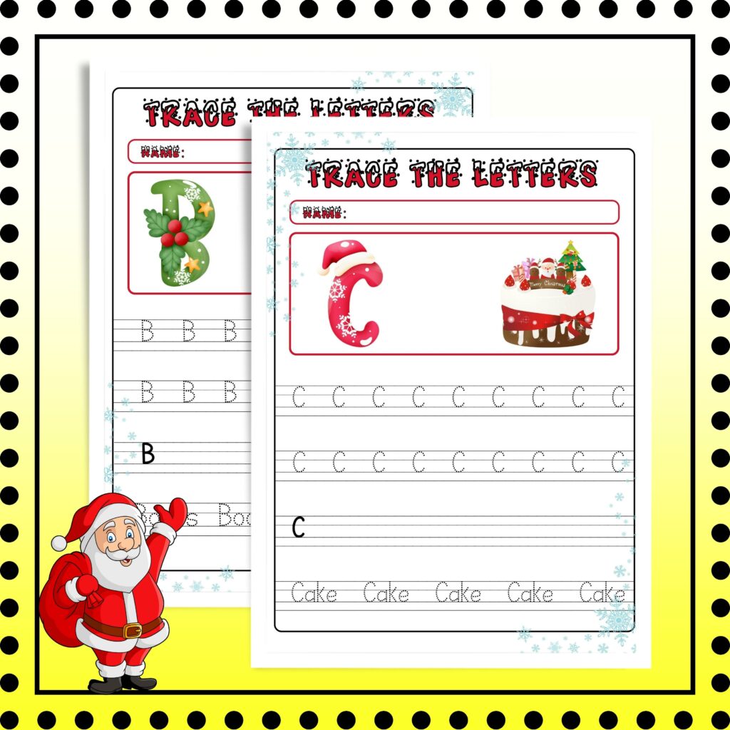 CHRISTMAS Handwriting Practice Letters, Tracing Alphabet Letters | Made ...