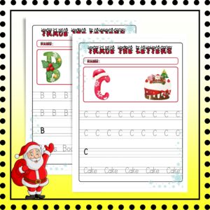 CHRISTMAS Handwriting Practice Letters, Tracing Alphabet Letters - Made ...