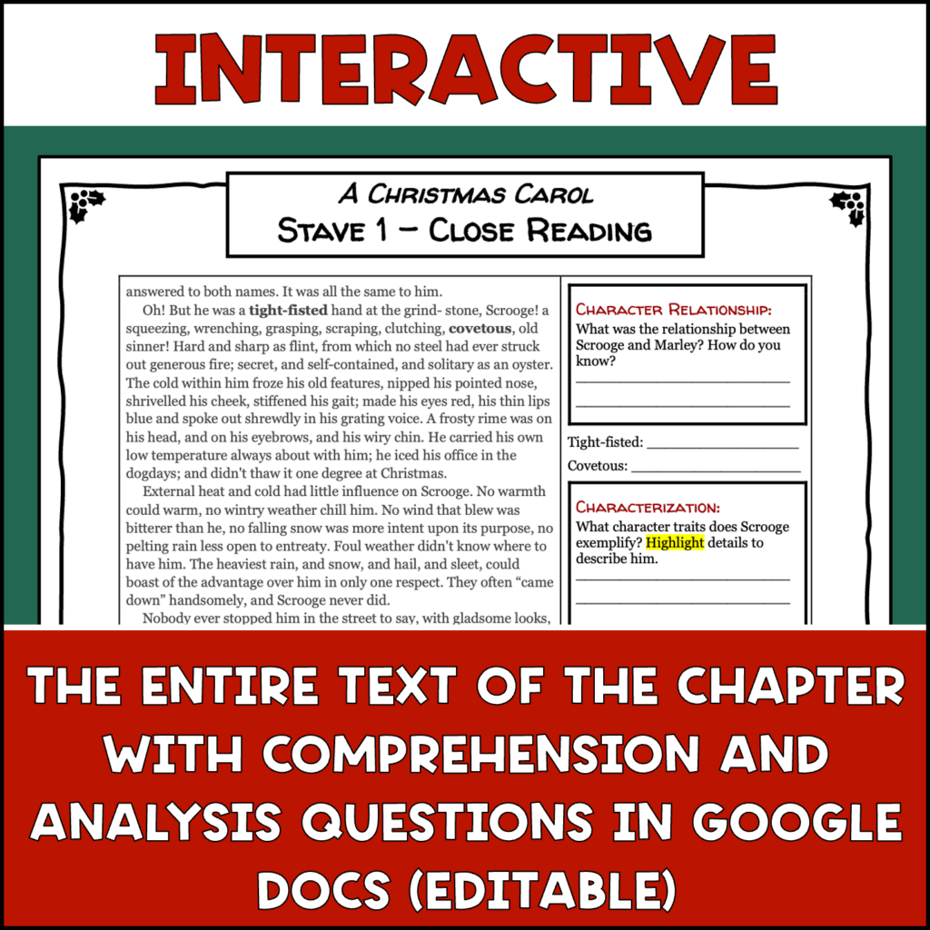 A Christmas Carol - Stave 1 - Digital & Printable - Chapter Pack | Made ...