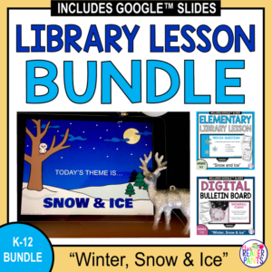 Winter Library Lesson - Winter Digital Bulletin Board BUNDLE - Snow and ...