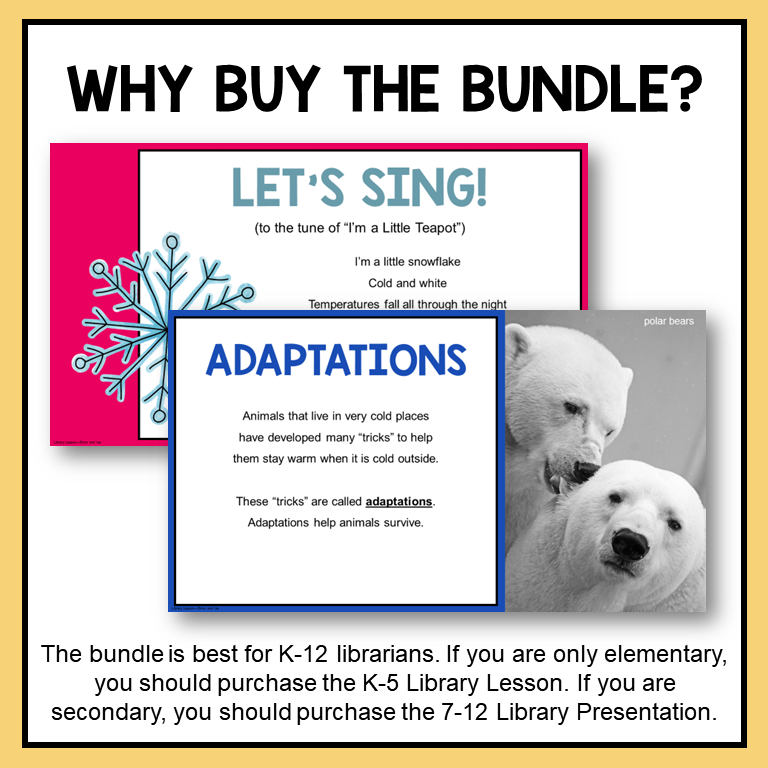 Winter Library Lesson - Winter Digital Bulletin Board BUNDLE - Snow and ...