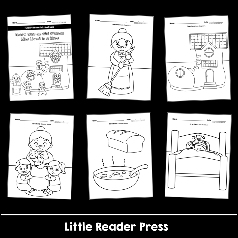 There was an Old Woman Who Lived in a Shoe Coloring Book Pages | Made ...