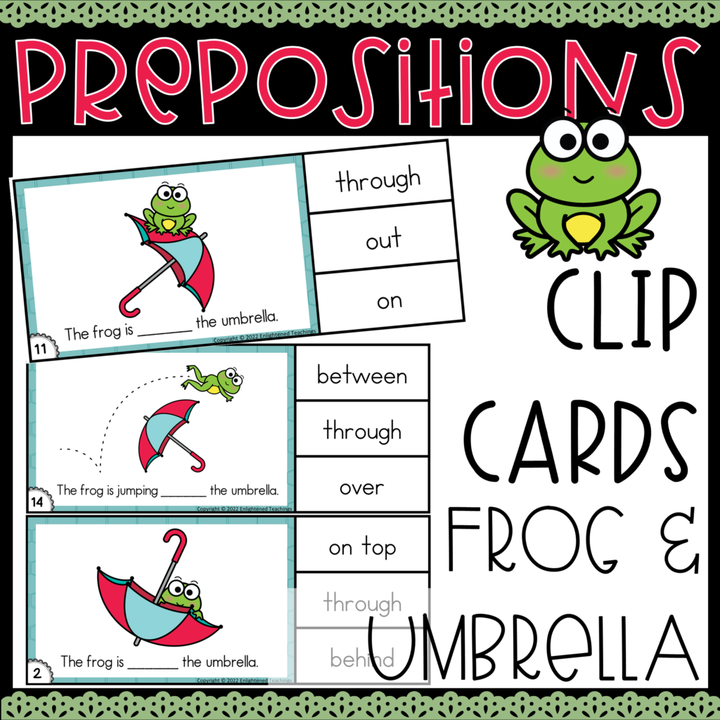 Spring Preposition Clip Cards Task Cards Positional Words Frog and ...