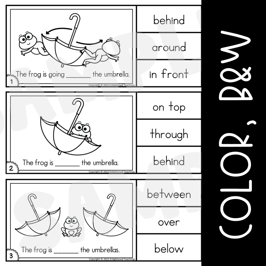 Spring Preposition Clip Cards Task Cards Positional Words Frog and ...