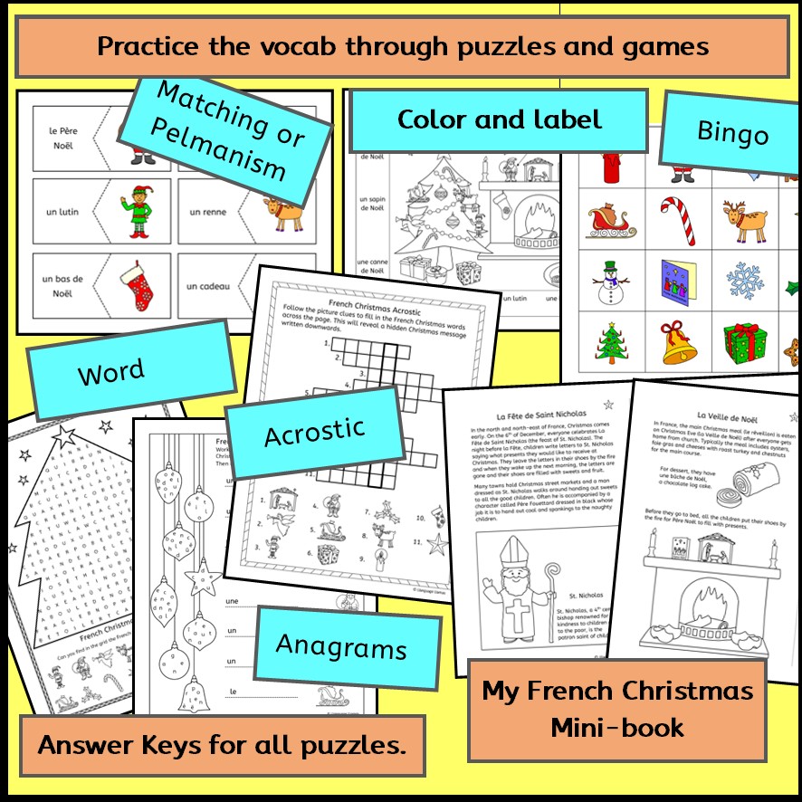French Christmas - Noel - fun activities, worksheets, word wall, bingo ...