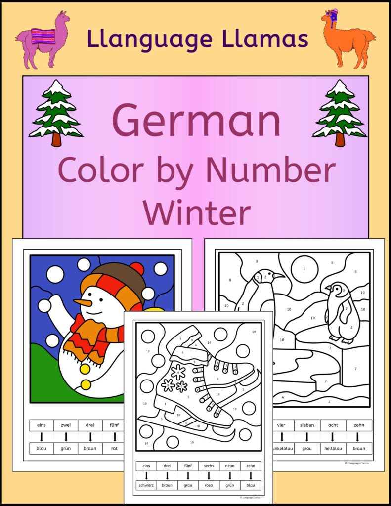 German Color by Number Winter Pictures - Winter | Made By Teachers