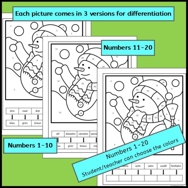 German Color by Number Winter Pictures - Winter | Made By Teachers