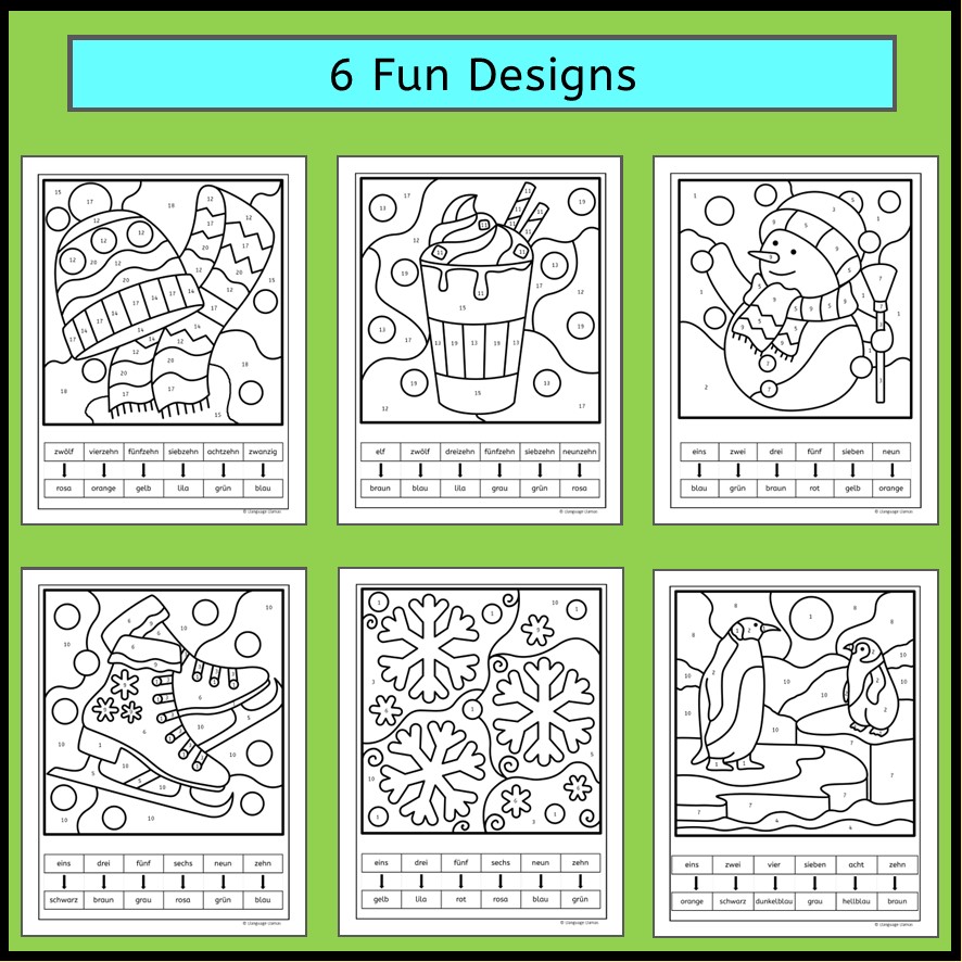 German Color by Number Winter Pictures - Winter | Made By Teachers