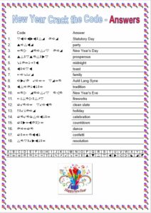 New Year Crack the Code with Answers and black and white copies | Made ...