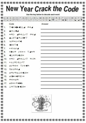 New Year Crack the Code with Answers and black and white copies | Made ...