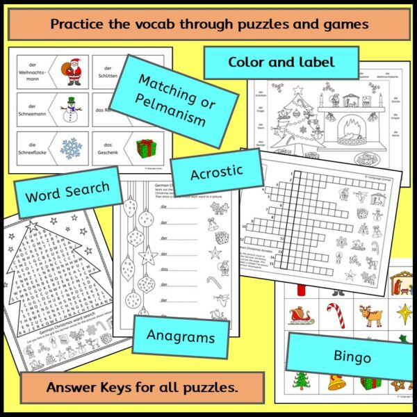 German Christmas Weihnachten vocabulary activities, puzzles, games ...